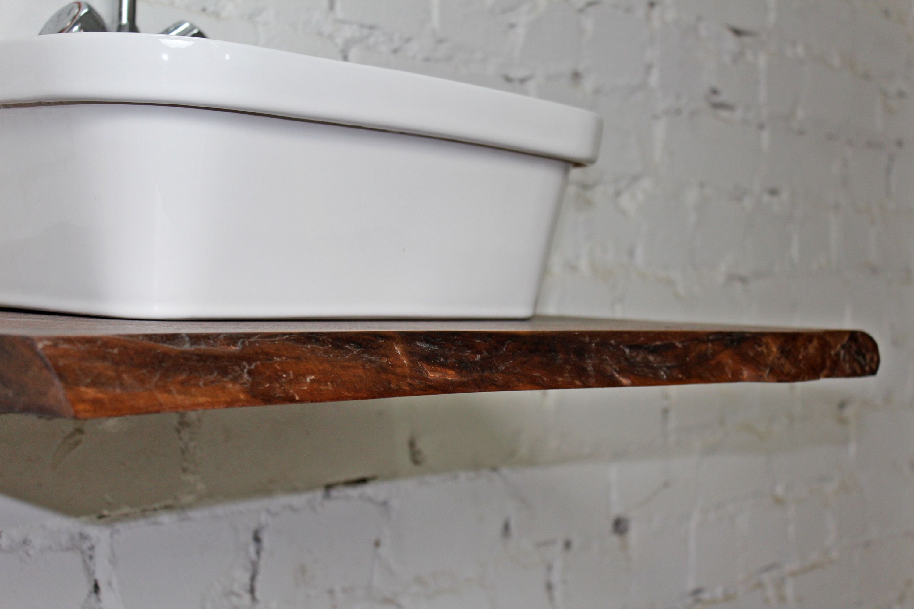 Solid Wood Live Edge Rustic Shelf, Floating Walnut Wood Shelf, New Home ...