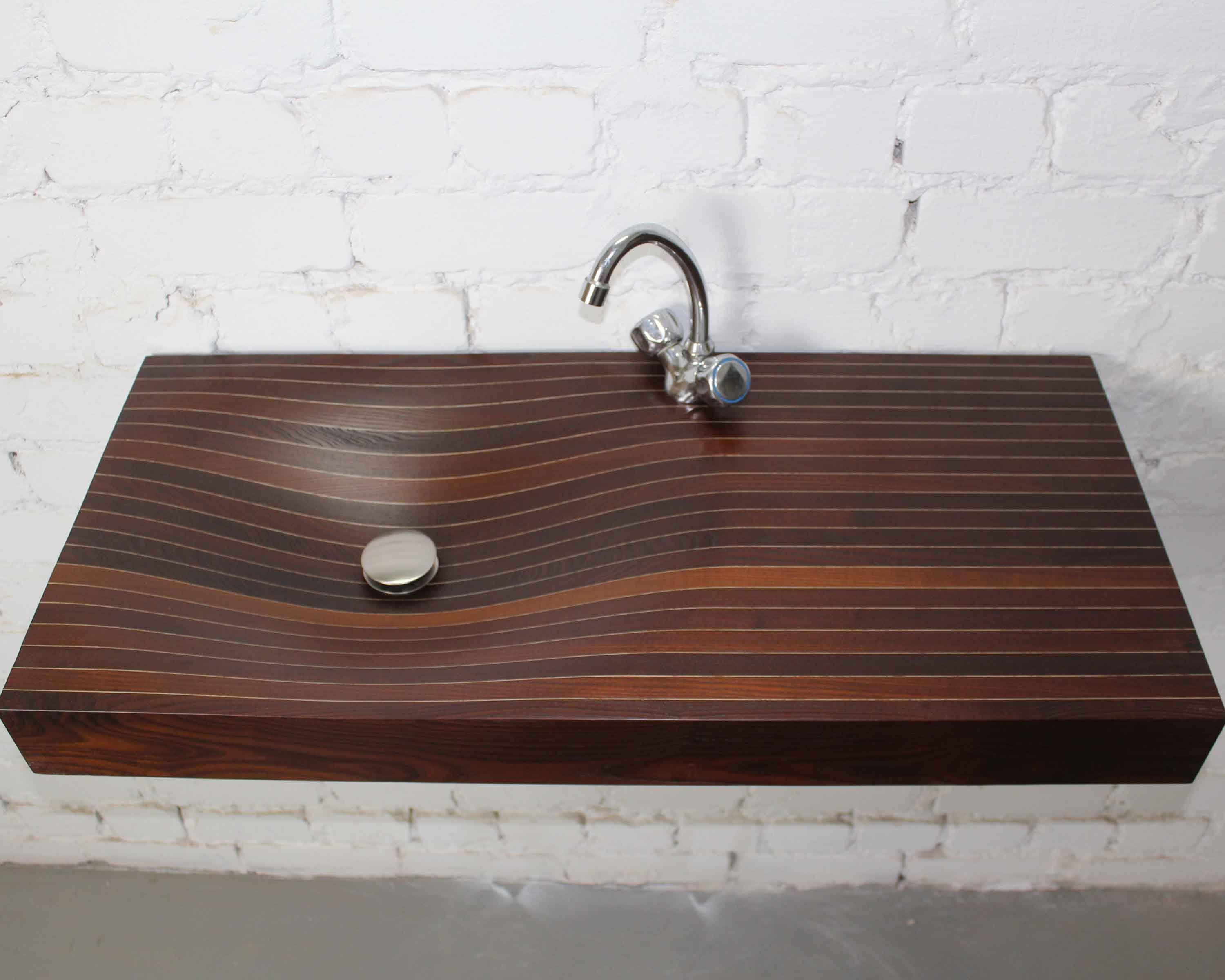 Rectangular Ash Wood Sink, Hand Crafted Brown Wooden Basin, Perfect for ...