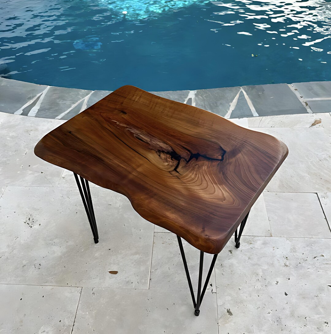 Live Edge Boho Coffee Table, Walnut Wood Coffee Table, Primitive Decor ...