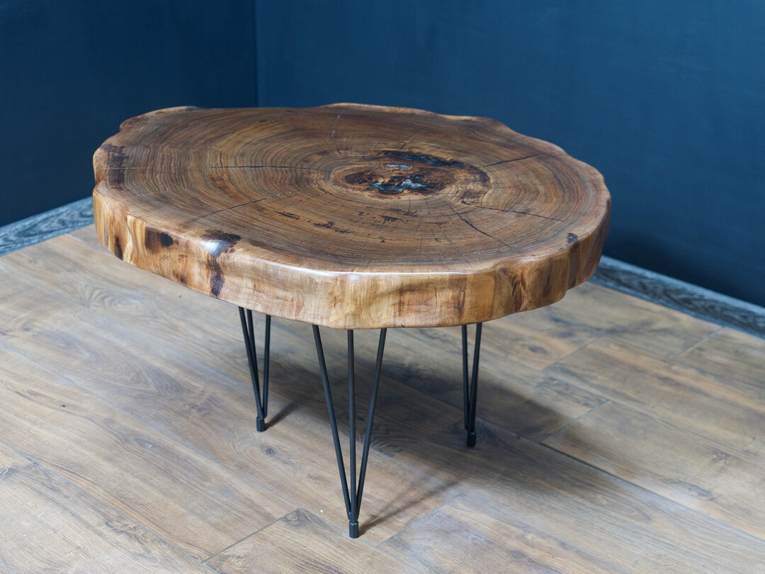 Walnut Slice Coffee Table, Live Edge Round Table, Wood Slab Side Table ...