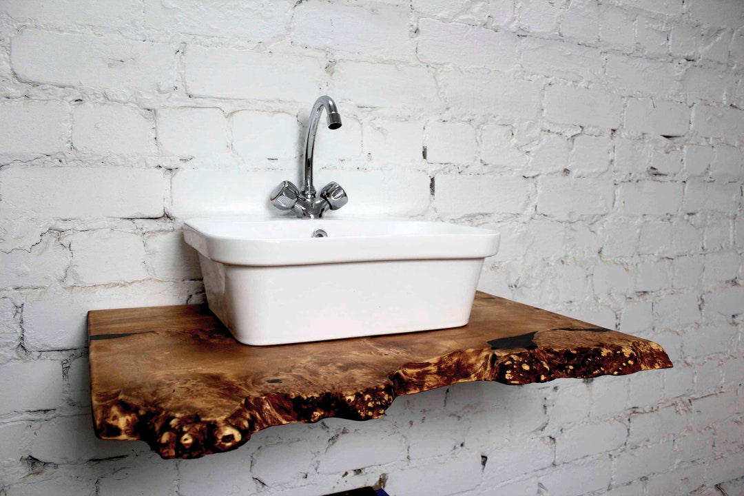 Live Edges Wall Shelf, Maple Slab Shelf, Rustic Wall Shelf for Bathroom ...