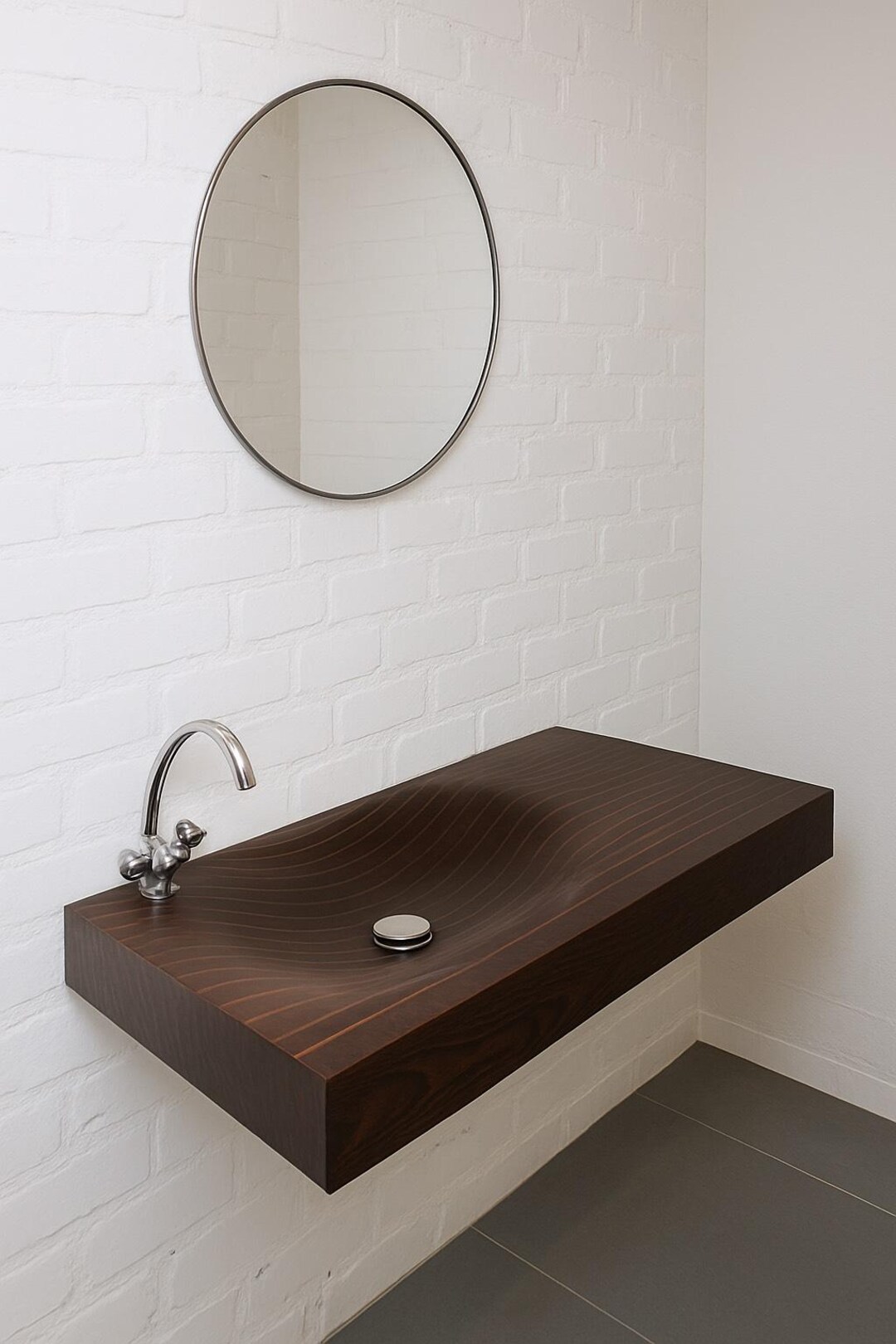 Solid Ash Wood Top Wash Sink, Rectangular Brown Basin, Exclusive ...