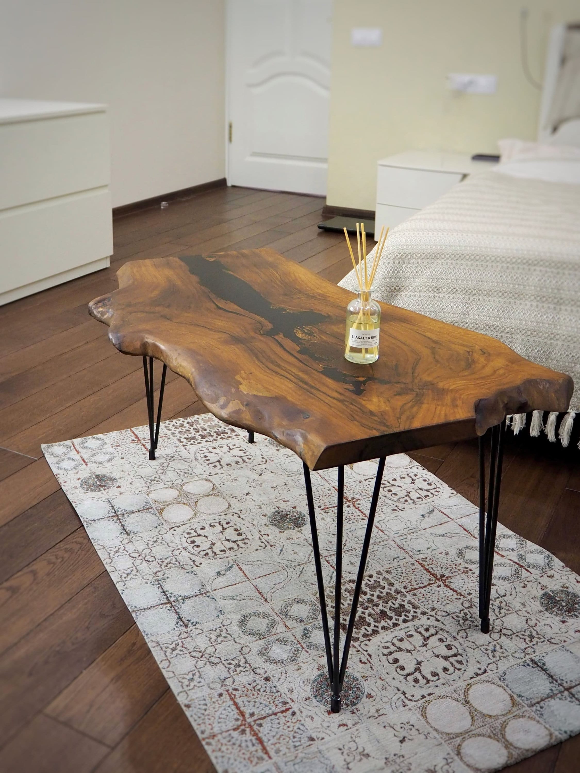 Live Edge Walnut Coffee Table, Rustic Natural Unique Epoxy Modern Wood ...