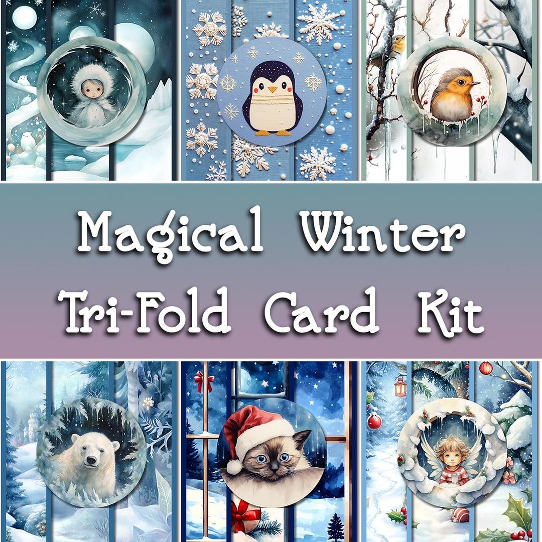 Magical Winter | Tri-fold Card Kit | Printable Holiday Card Designs ...