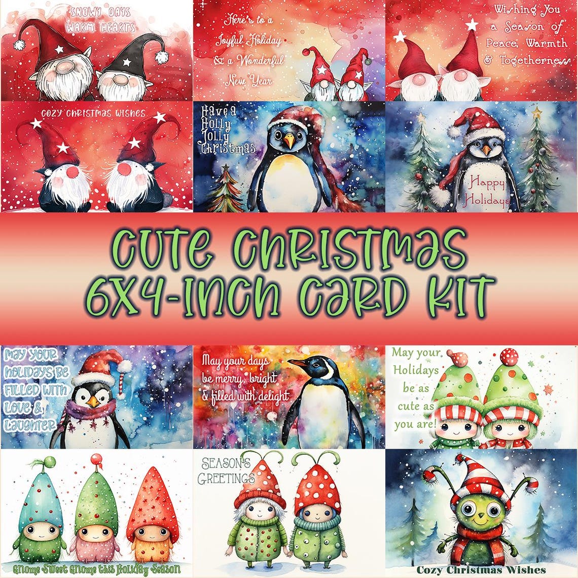 Cute Christmas: Festive Holiday Card Kit | Printable Holiday Cards ...