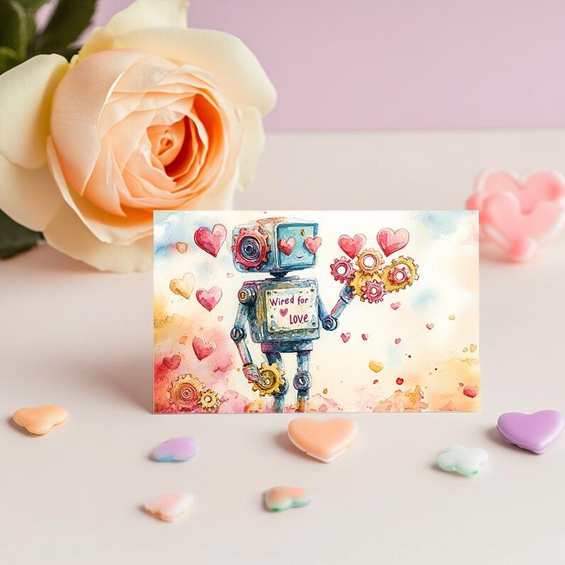 Valentine Robot Card Kit | Printable Valentine's Cards | DIY Holiday ...