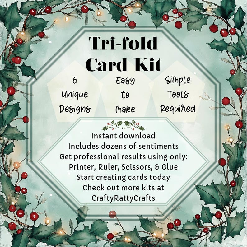 Enchanted Winter Scenes | Tri-fold Card Kit | Printable Holiday Card ...