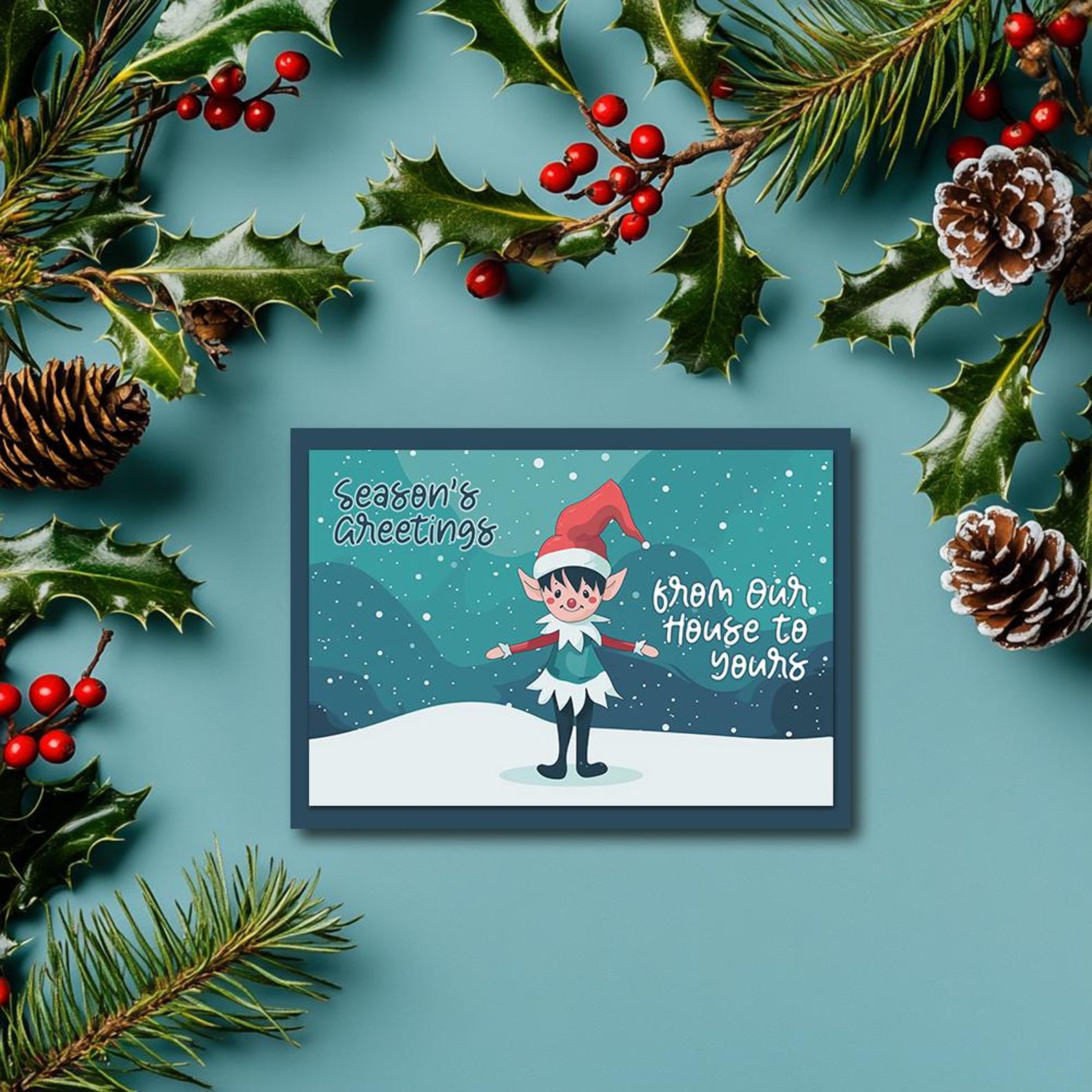 Elf Expressions: Holiday Cheer Card Kit | Printable Christmas Cards ...