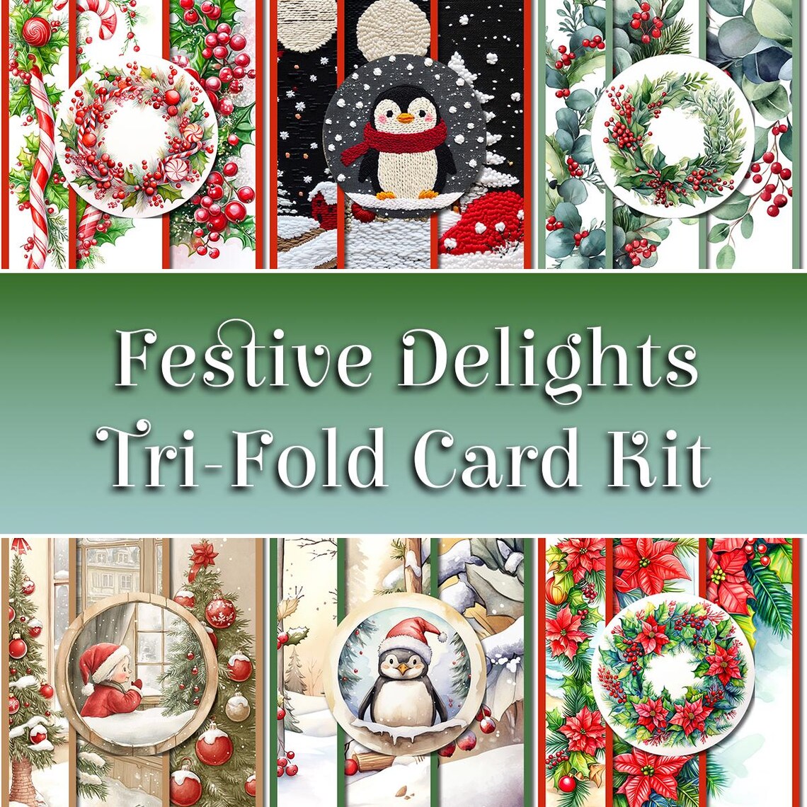 Festive Delights | Tri-fold Card Kit | Printable Holiday Card Designs ...