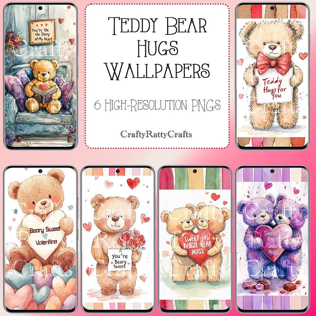 Teddy Bear Hug Phone Wallpapers | High Resolution PNG Files Suitable ...