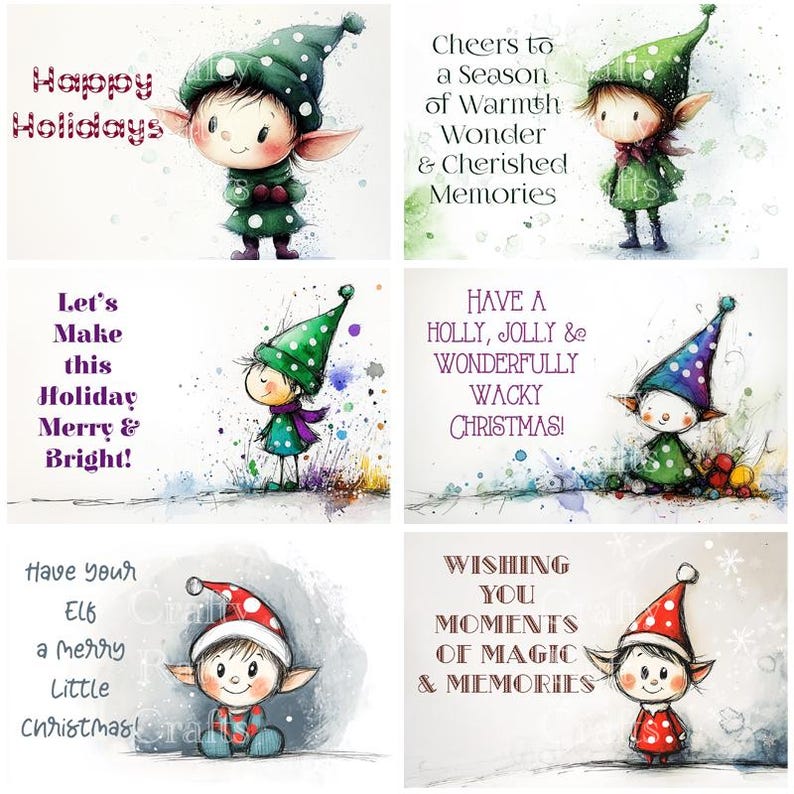 Merry Mischief: Holiday Elves | Card Kit | Printable Holiday Card ...