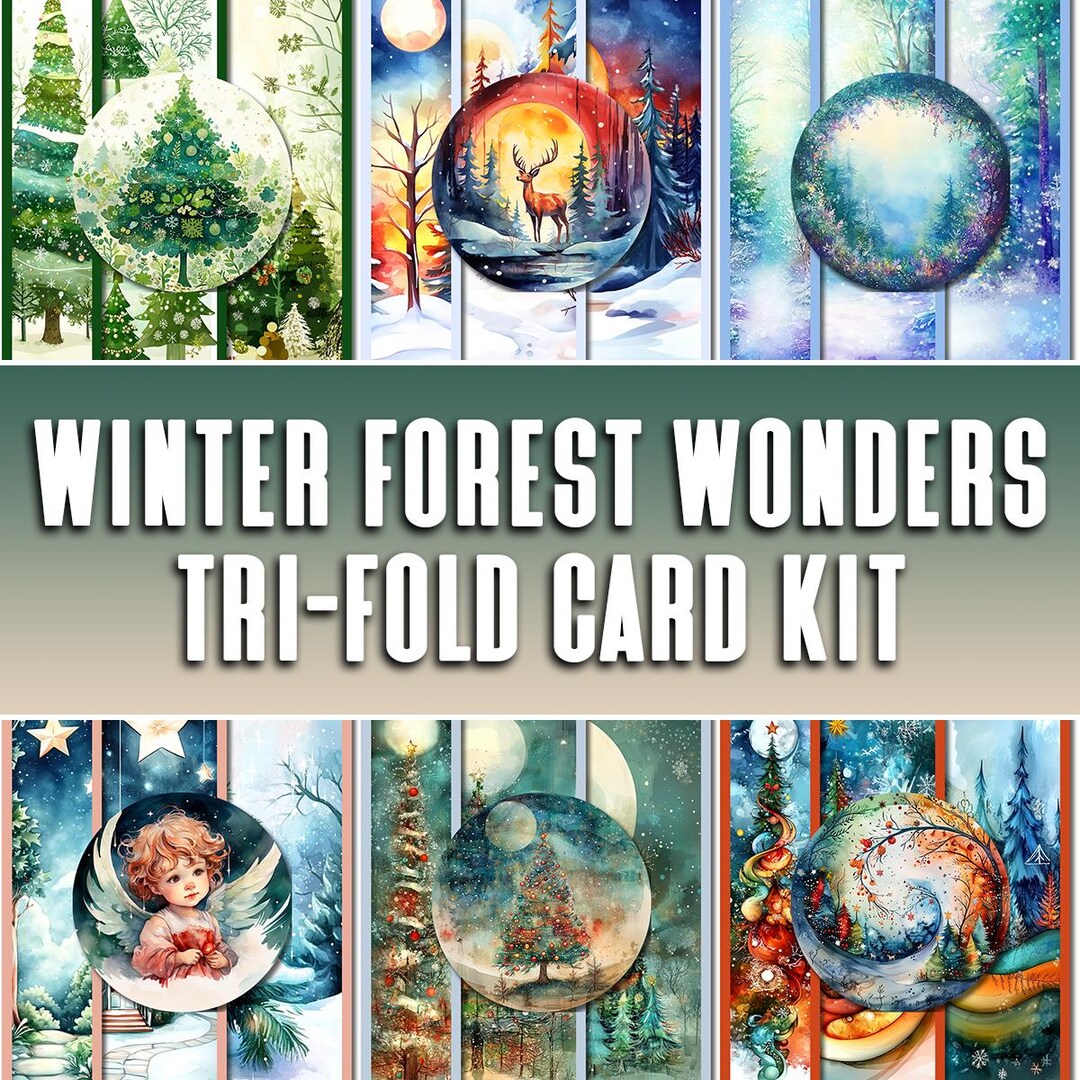 Winter Forest Wonders | Tri-fold Card Kit | Printable Holiday Card ...
