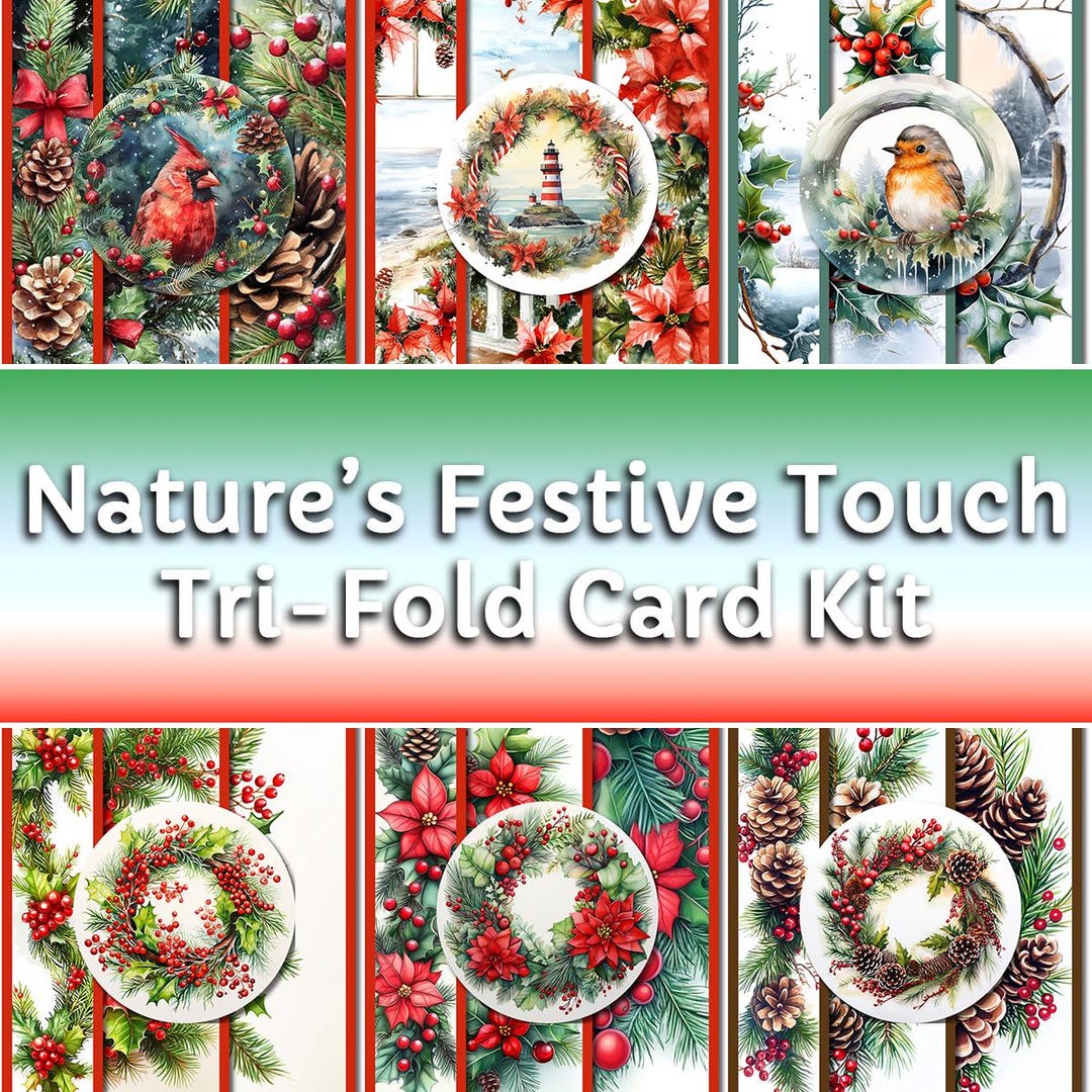 Nature’s Festive Touch | Tri-fold Card Kit | Printable Holiday Card ...