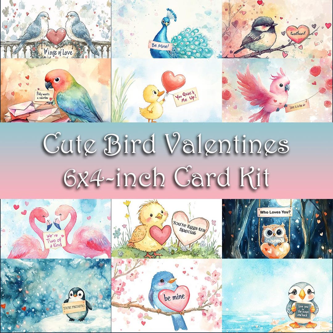 Cute Birds: Valentine's Day Card Kit | Printable Valentine's Cards ...