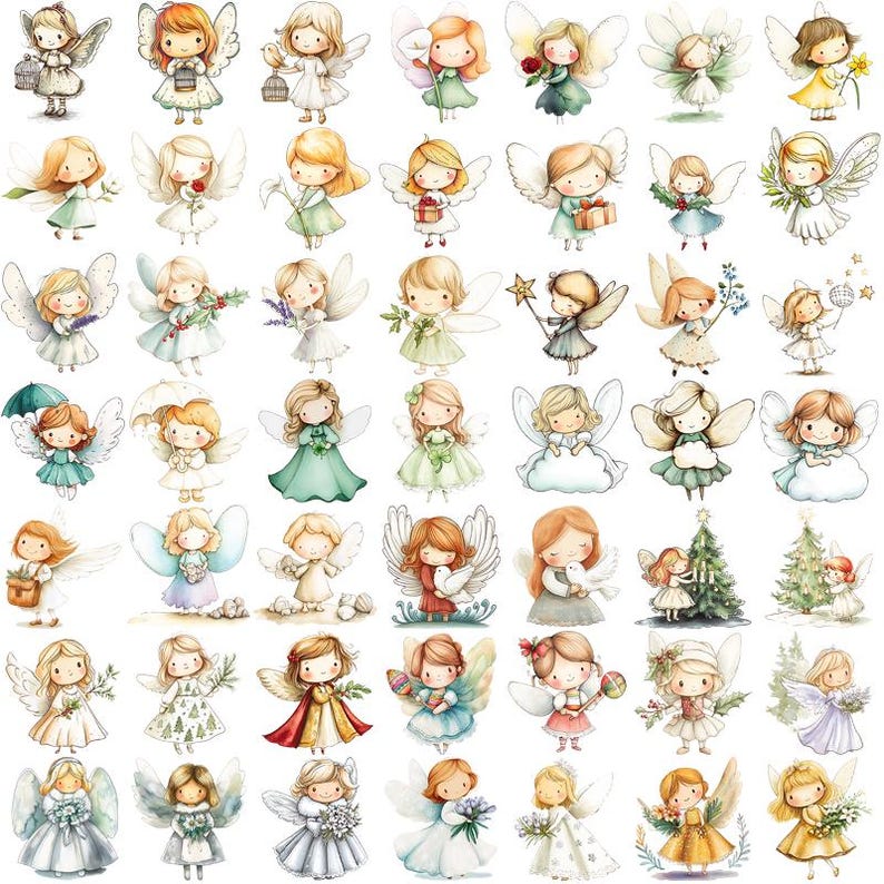 300+ Heavenly Whimsy Angel Clipart Collection | Vintage-inspired Angels ...