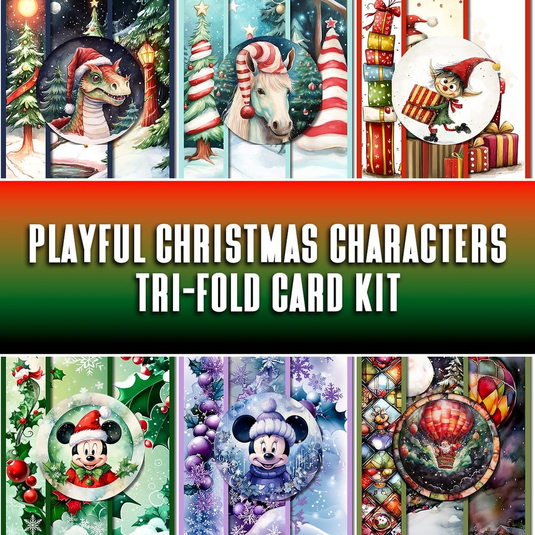 Playful Christmas Characters | Tri-fold Card Kit | Printable Holiday ...
