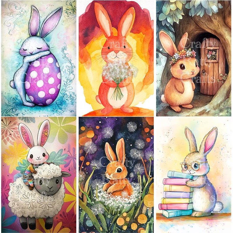 Hoppy Easter - Printable Art | 12 High-resolution Pngs | DIY Crafting ...