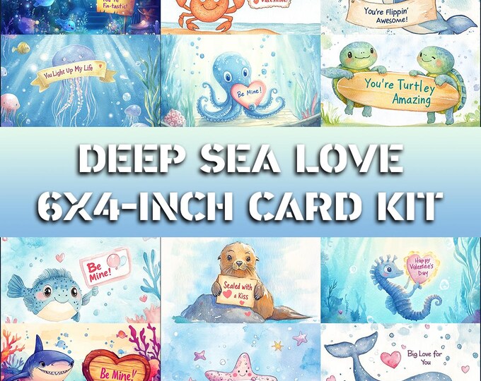 Under the Sea Valentine Cards Printable, Digital Download, Valentine's ...