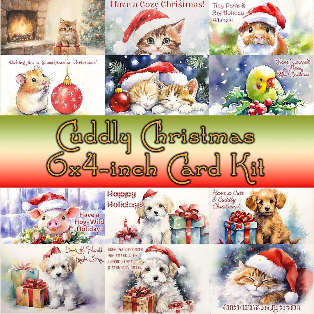 Cuddly Christmas: Festive Holiday Card Kit | Printable Holiday Cards ...