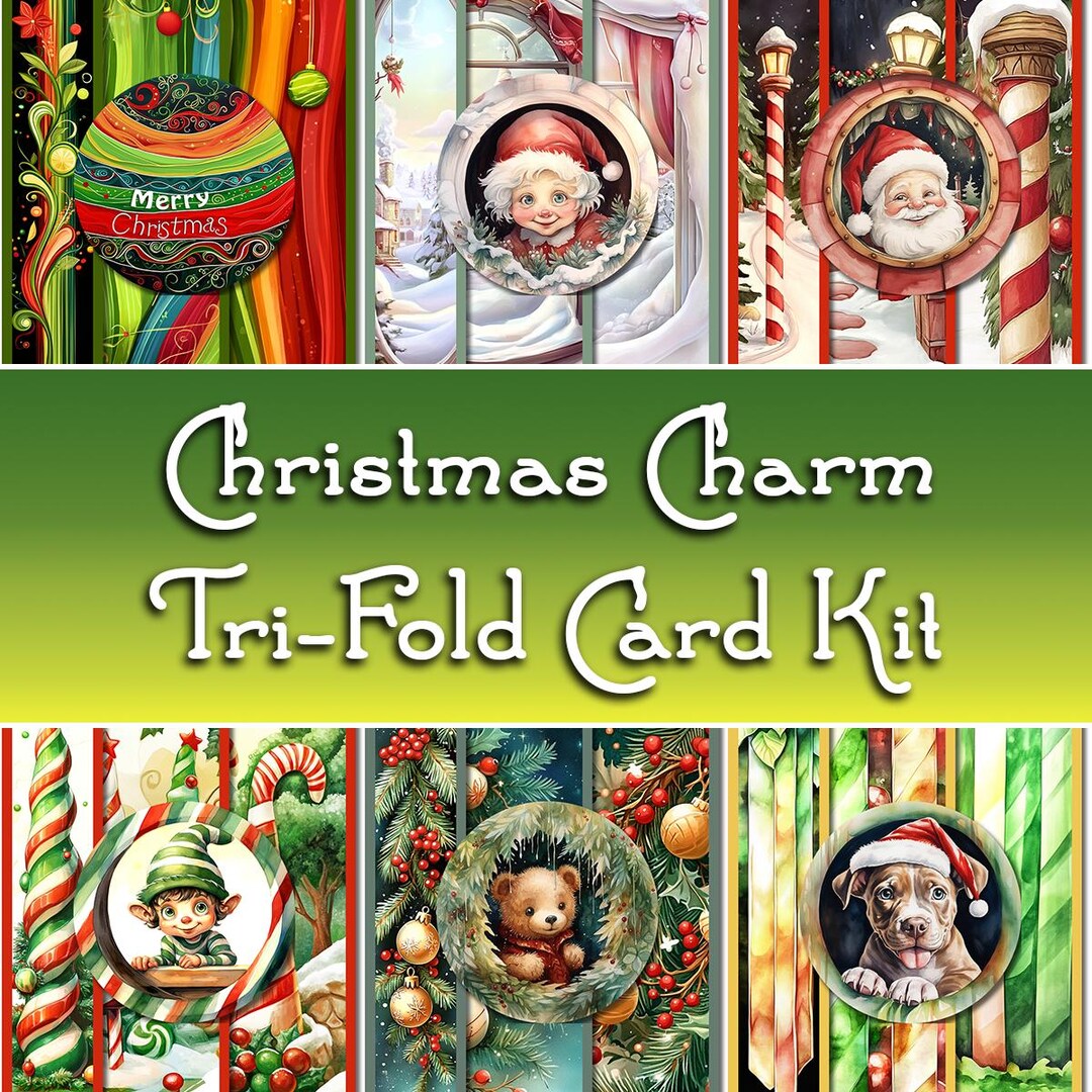 Christmas Charm | Tri-fold Card Kit | Printable Holiday Card Designs ...
