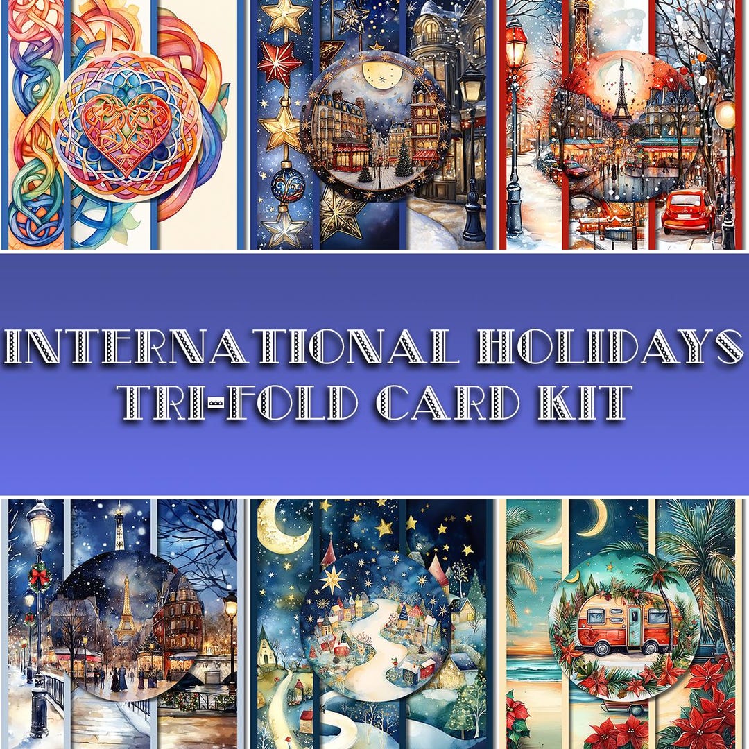 International Holidays | Tri-fold Card Kit | Printable Holiday Card ...