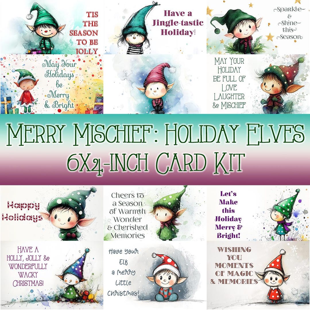 Merry Mischief: Holiday Elves | Card Kit | Printable Holiday Card ...