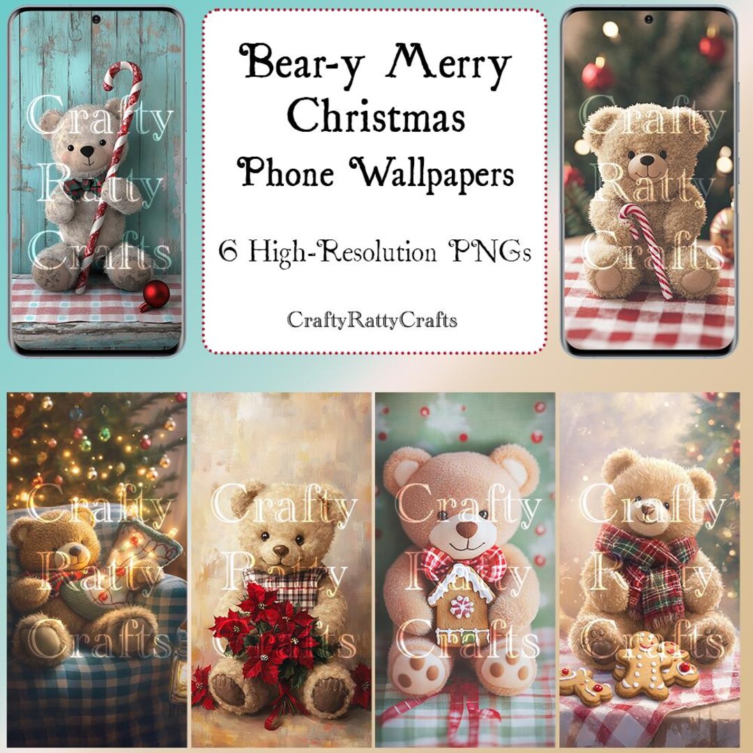 Beary Merry Christmas Phone Wallpapers | High Resolution PNG Files ...
