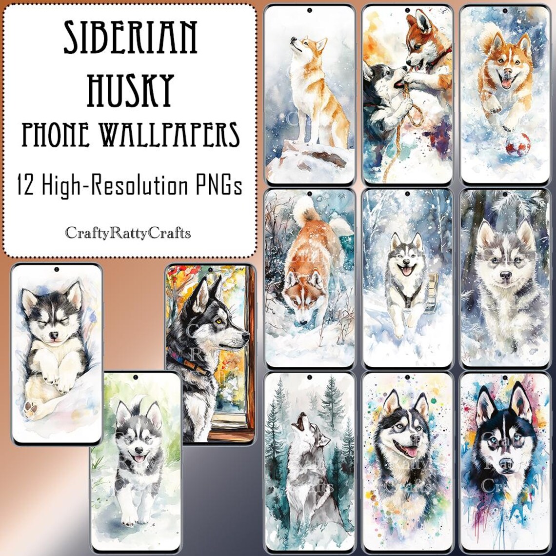 Siberian Husky Phone Wallpapers | High Resolution PNG Files Suitable ...