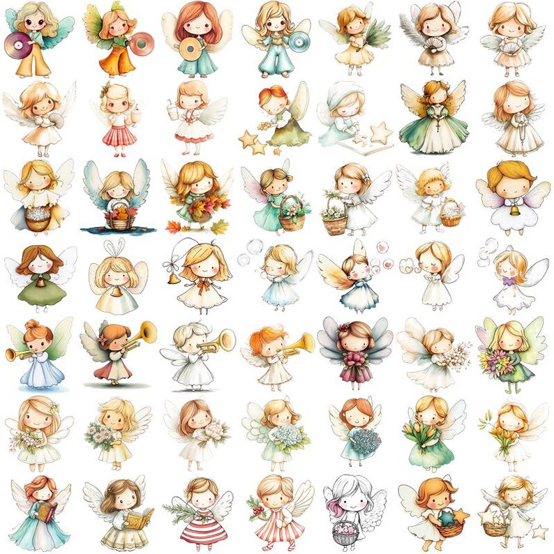 300+ Heavenly Whimsy Angel Clipart Collection | Vintage-inspired Angels ...