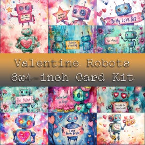 Valentine Robot Card Kit | Printable Valentine's Cards | DIY Holiday ...