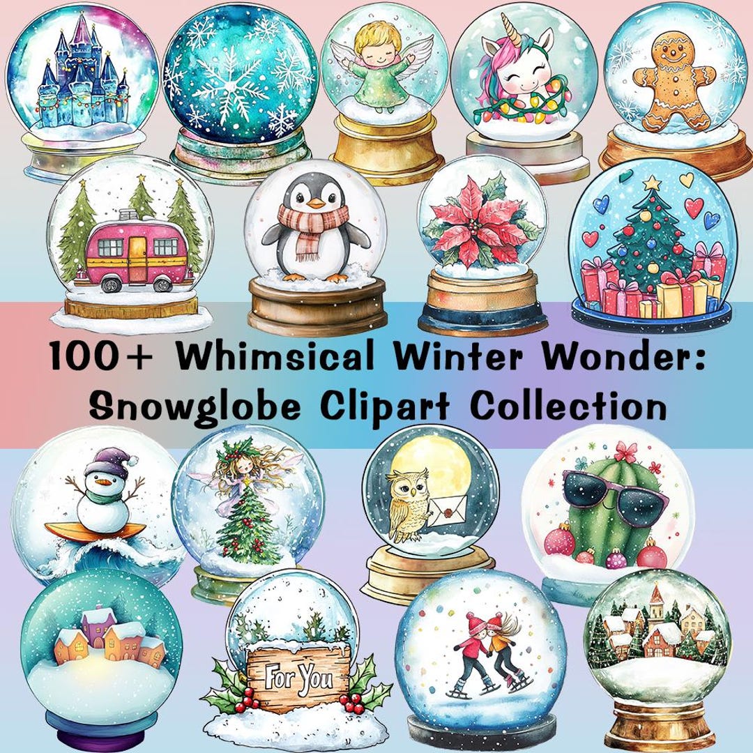 100+ Whimsical Winter Wonder: Snow Globe Clipart & Sticker Collection ...