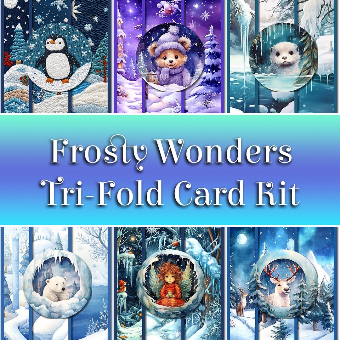 Frosty Wonders | Tri-fold Card Kit | Printable Holiday Card Designs ...