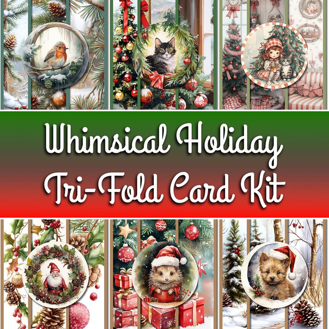 Whimsical Holiday | Tri-fold Card Kit | Printable Holiday Card Designs ...