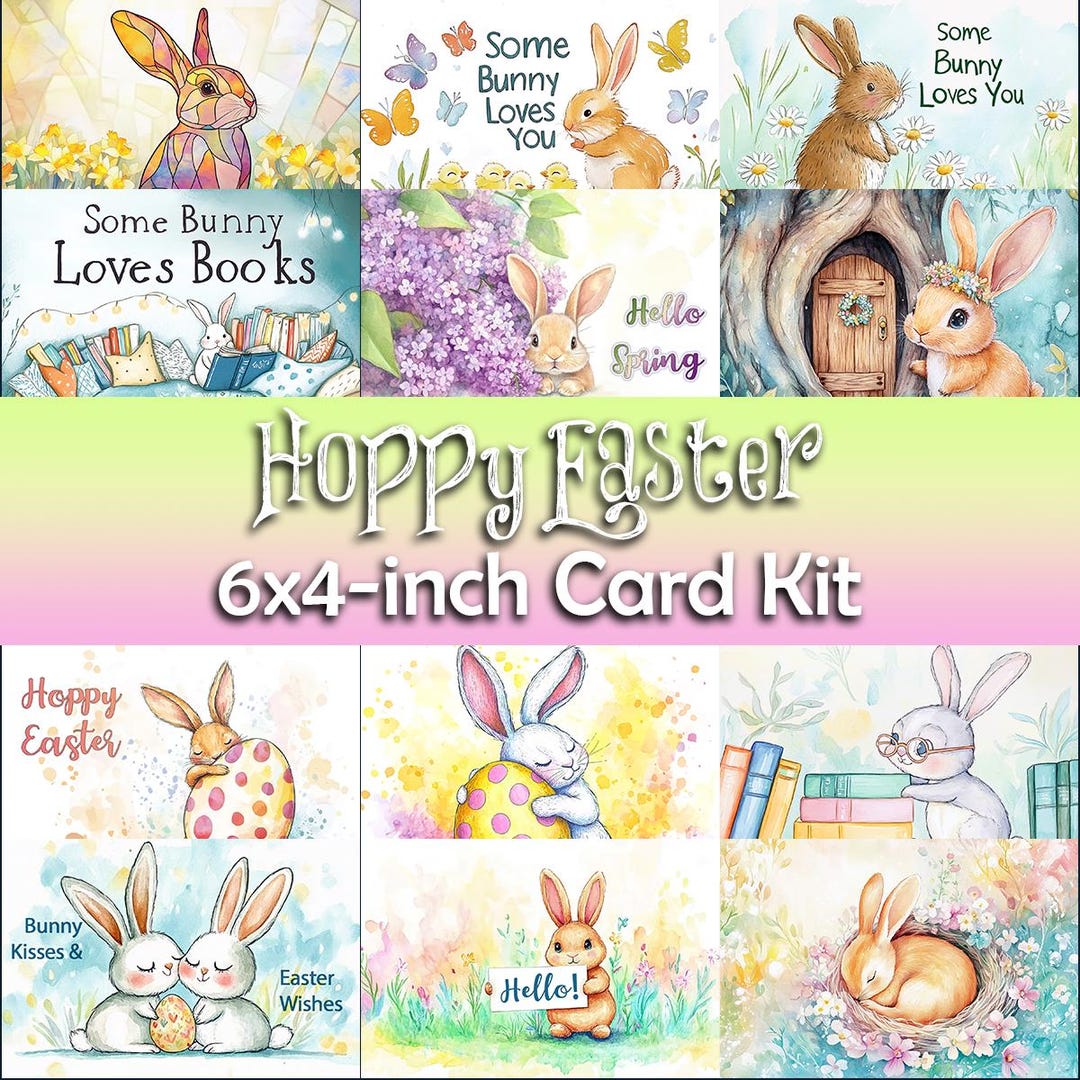 Hoppy Easter Card Kit & Craft Printables | Printable Easter/spring Cards | DIY Seasonal Craft ...