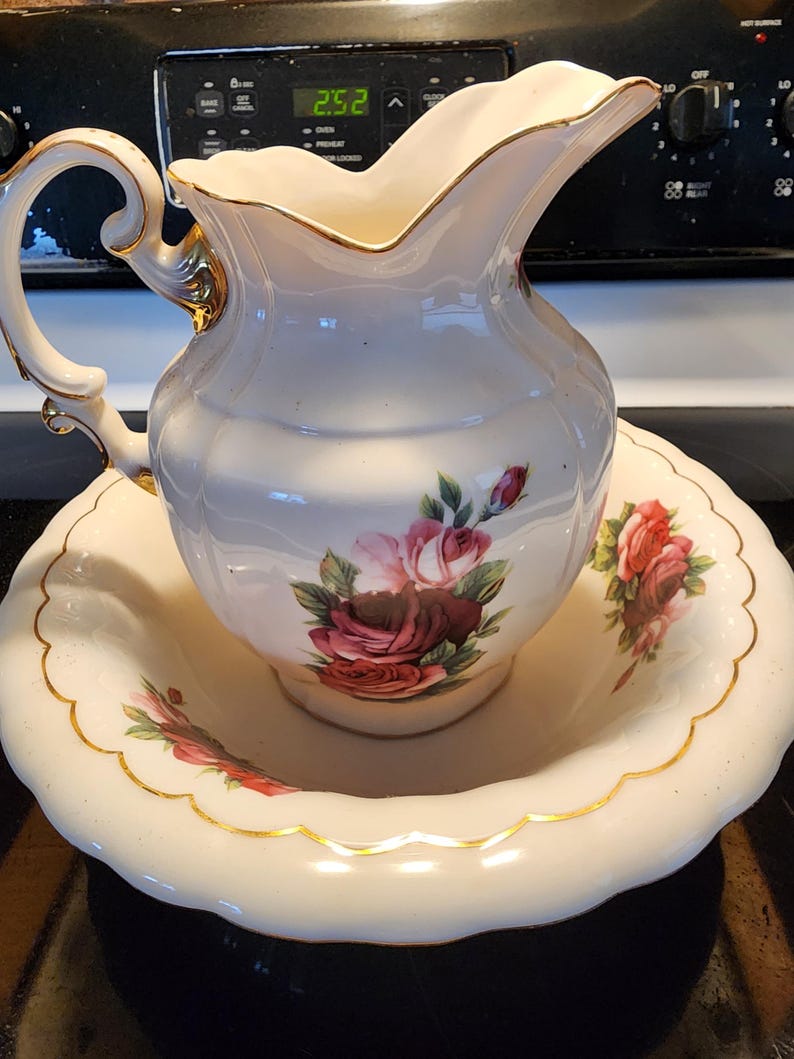 Vintage Hand Painted Rose Pitcher 1940s - Free Shipping - Etsy