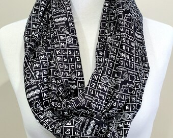 Periodic Table Infinity Scarf BW | Etsy
