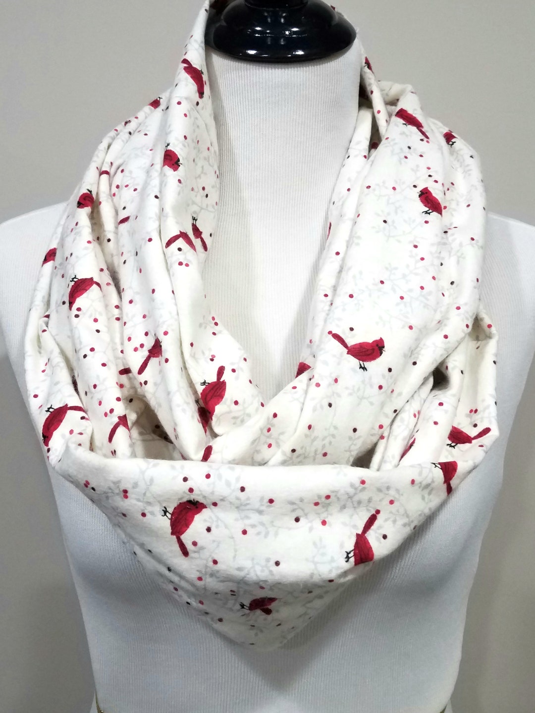 Cardinal Soft Flannel Infinity Scarf - Etsy