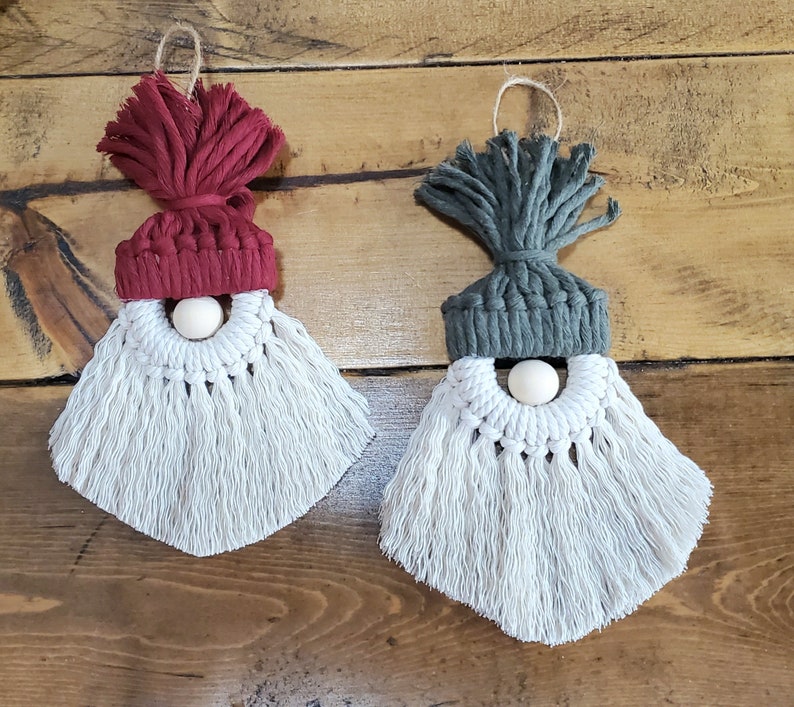 Macrame Gnome or Santa Ornament With Accent - Etsy