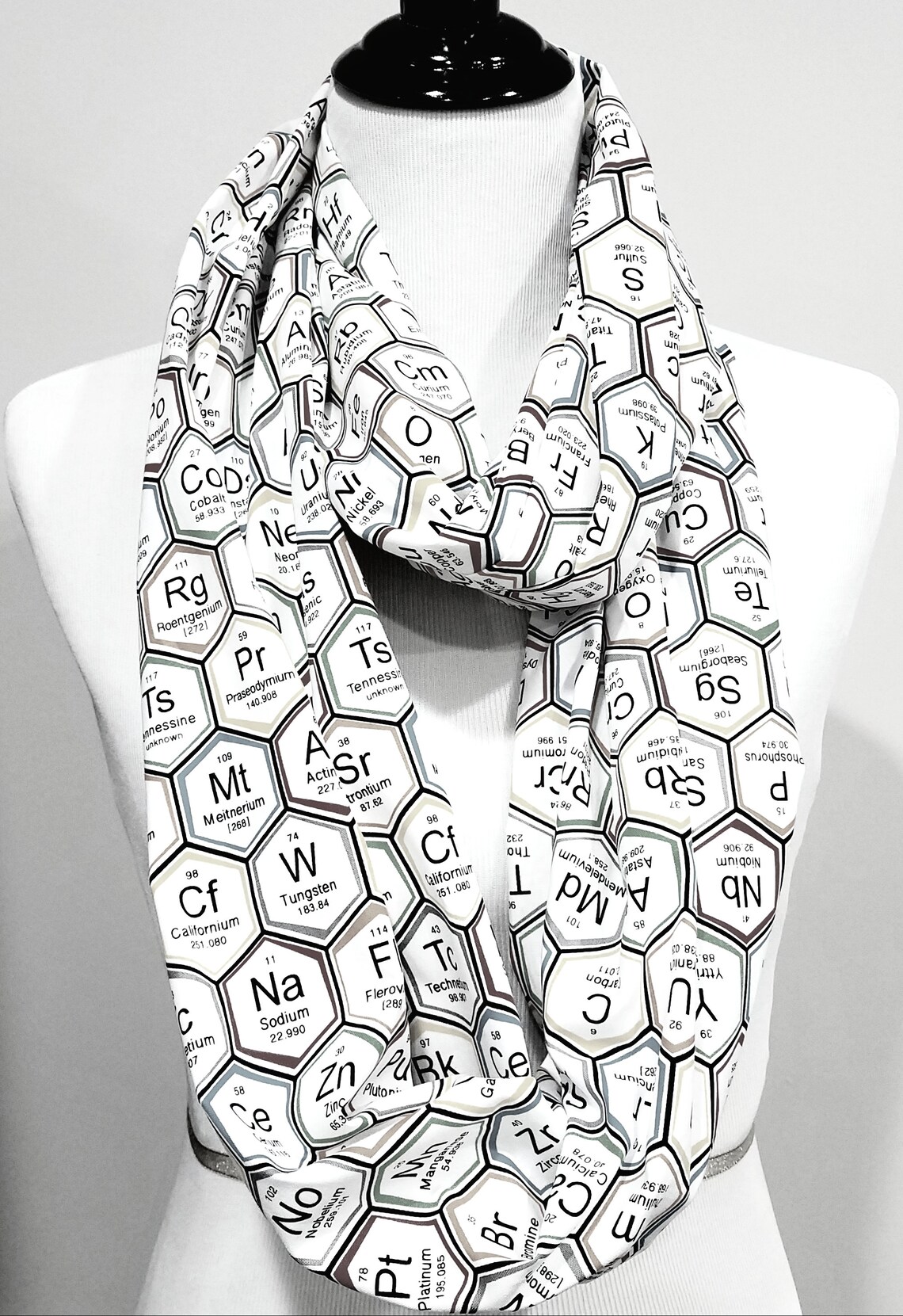 Periodic Table Infinity Scarf BW - Etsy