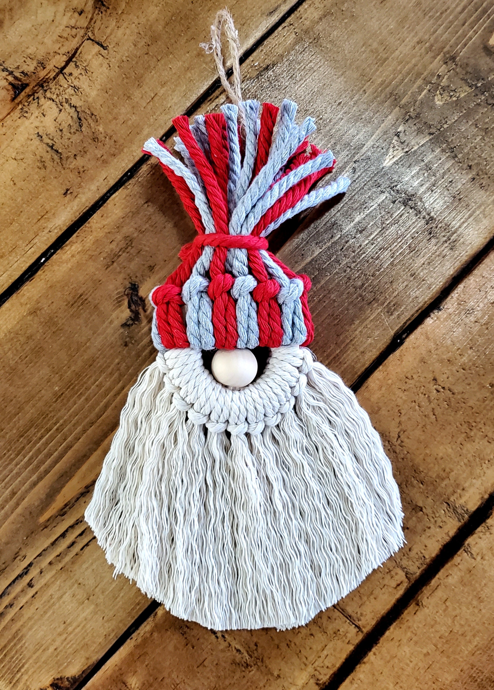 Macrame Gnome or Santa Ornament With Accent - Etsy
