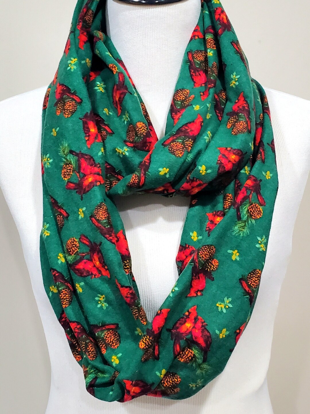 Christmas Cardinal Soft Flannel Infinity Scarf - Etsy