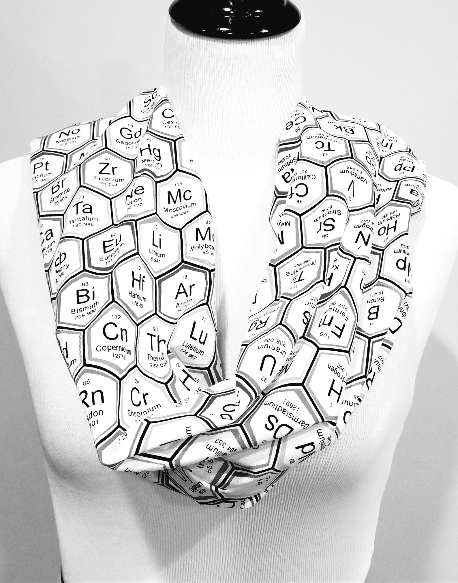Periodic Table Infinity Scarf BW - Etsy