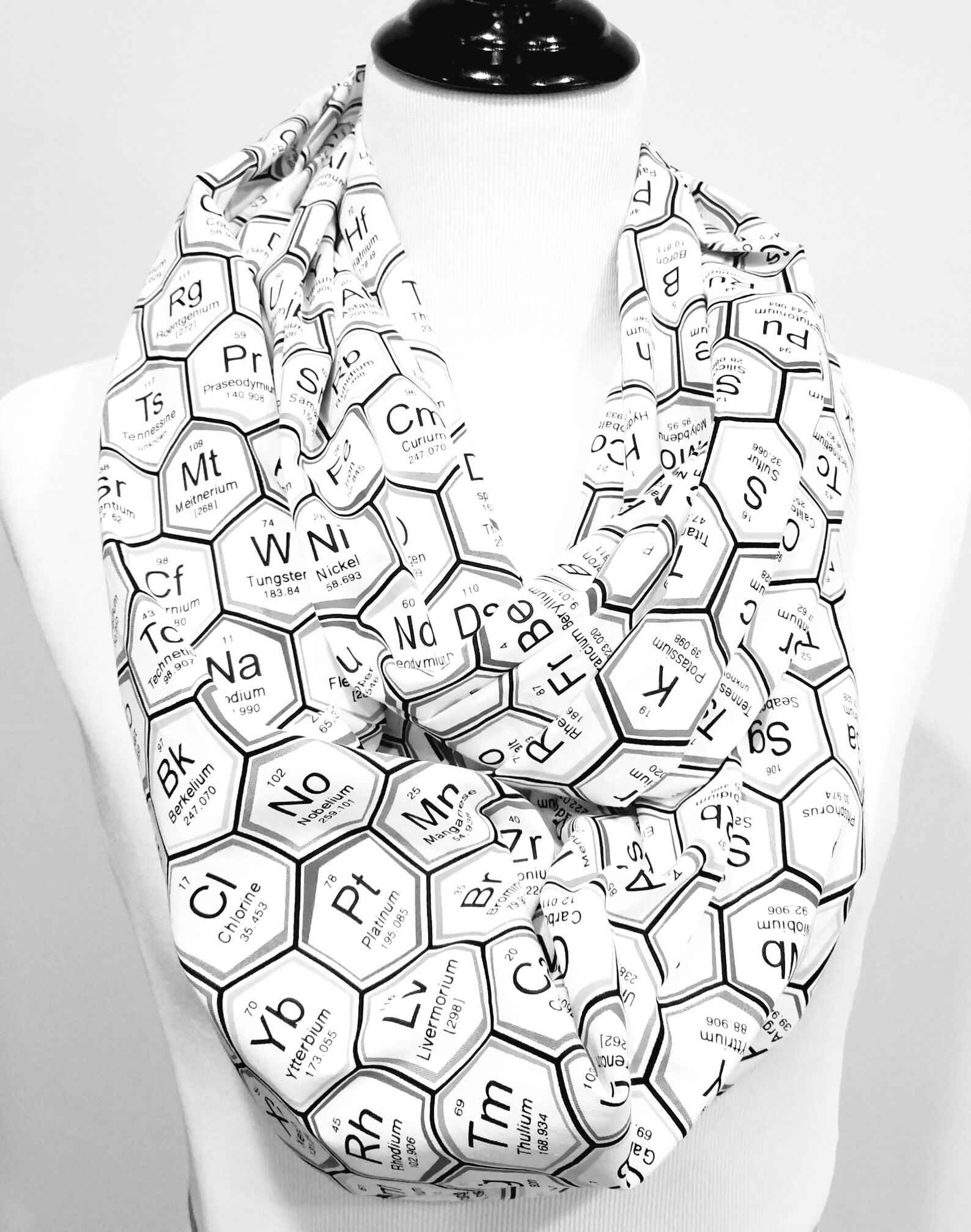 Periodic Table Infinity Scarf BW - Etsy