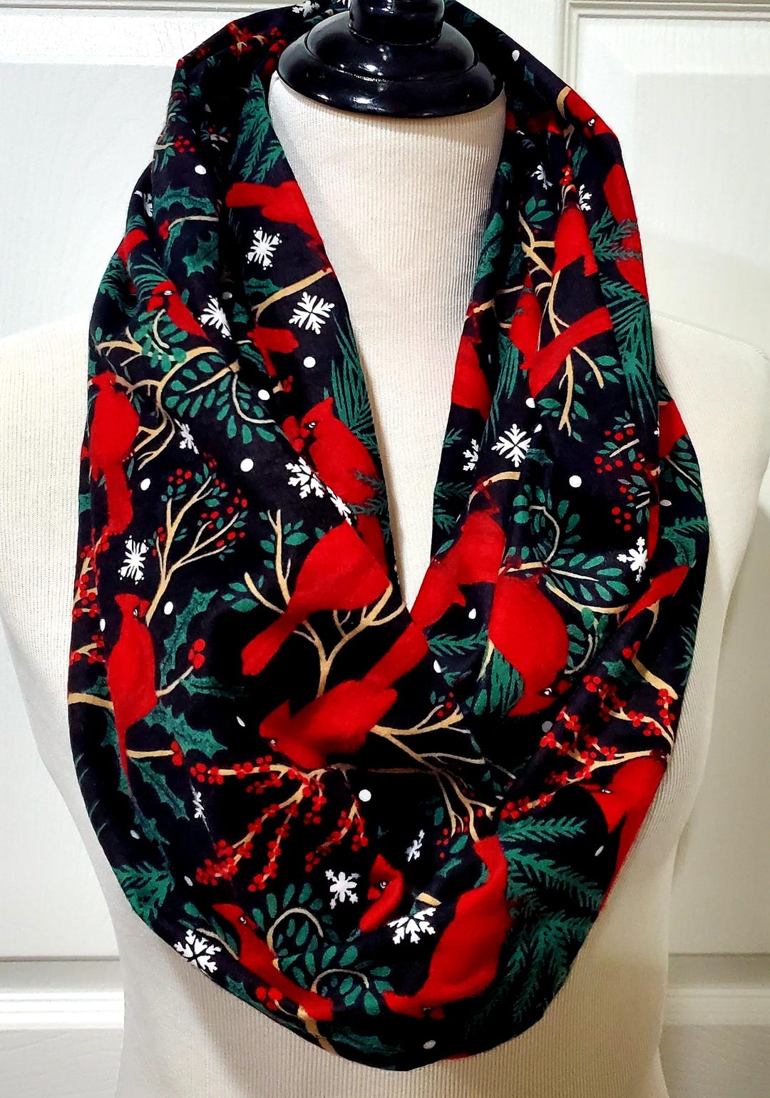 Dark Cardinal Soft Flannel Infinity Scarf - Etsy