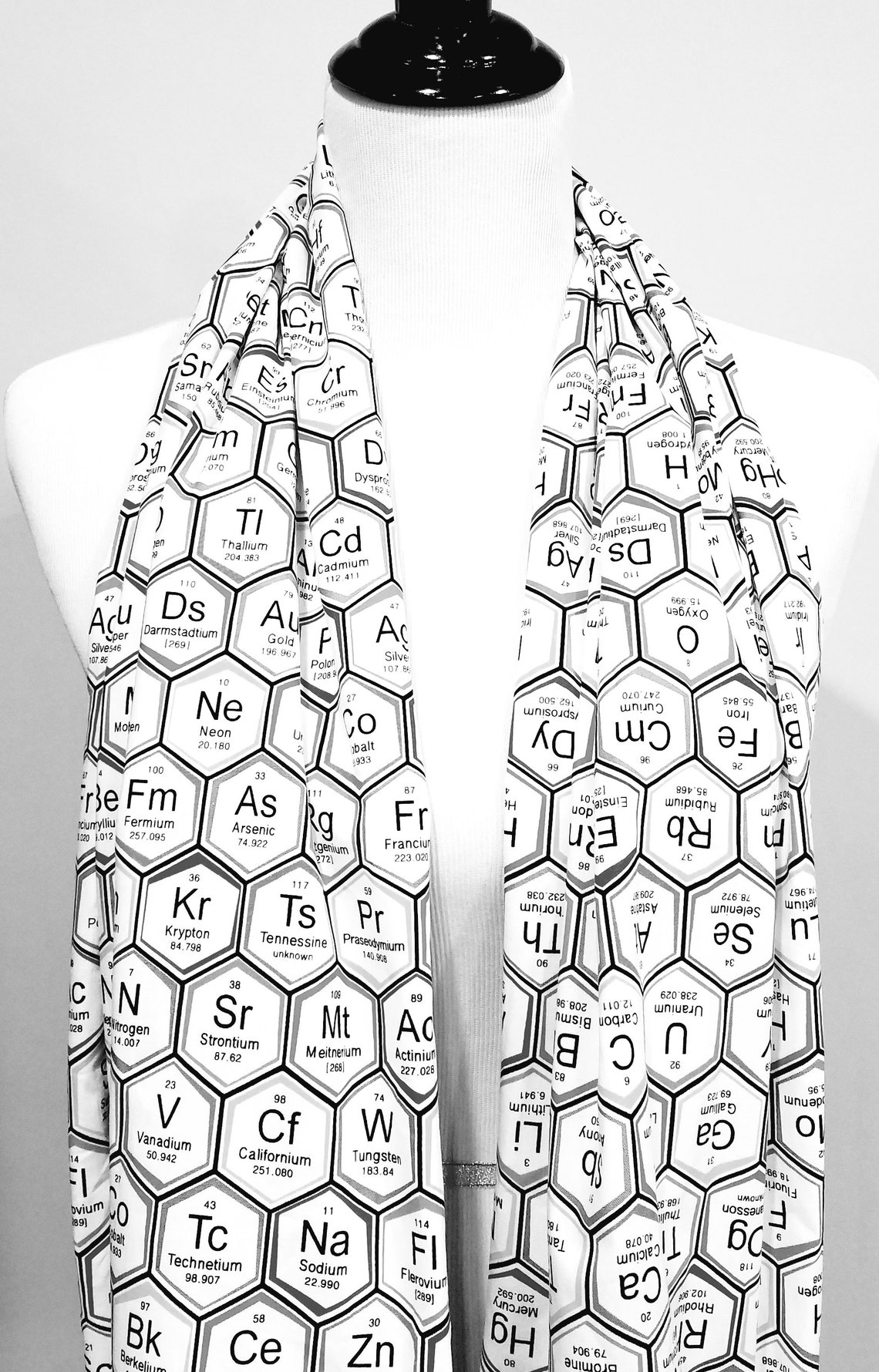 Periodic Table Infinity Scarf BW - Etsy