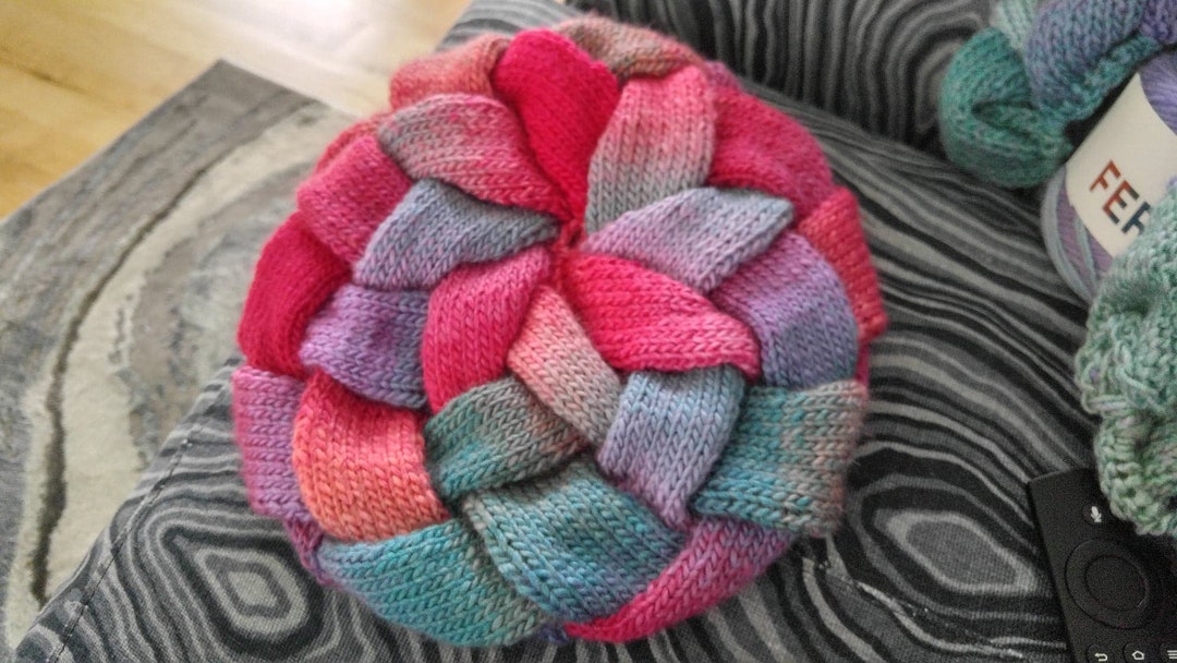 Knit Slouchy Beret Entrelac Basketweave Beanie Cap Tam One of a Kind ...