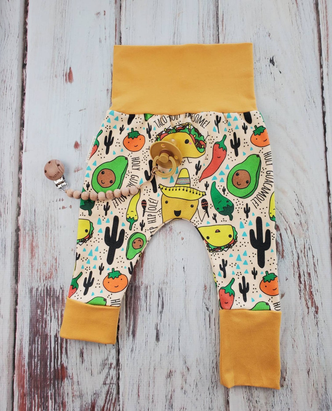 Organic Grow-with-me Baby Pants: Taco Print Harem Trousers - Etsy