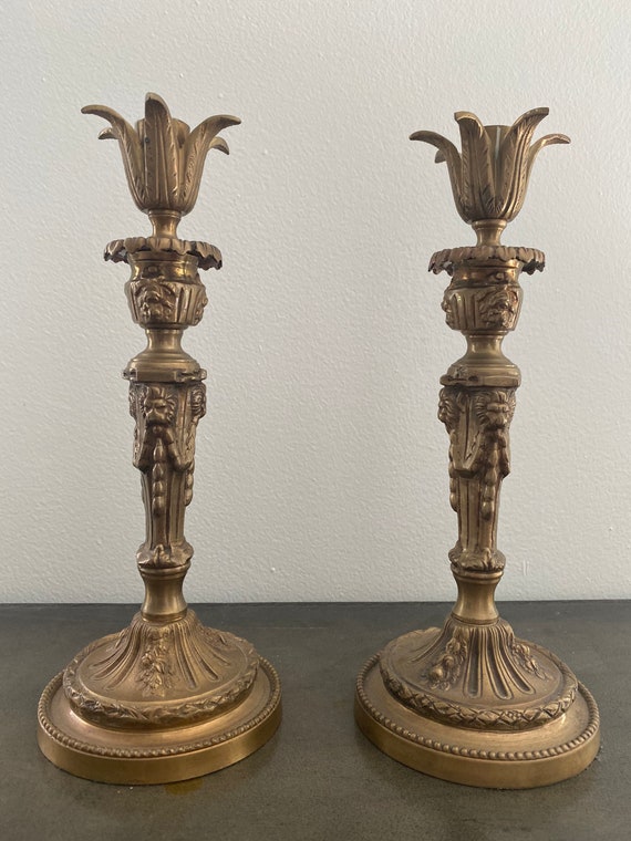 Vintage Heavy Brass Candlesticks - Etsy