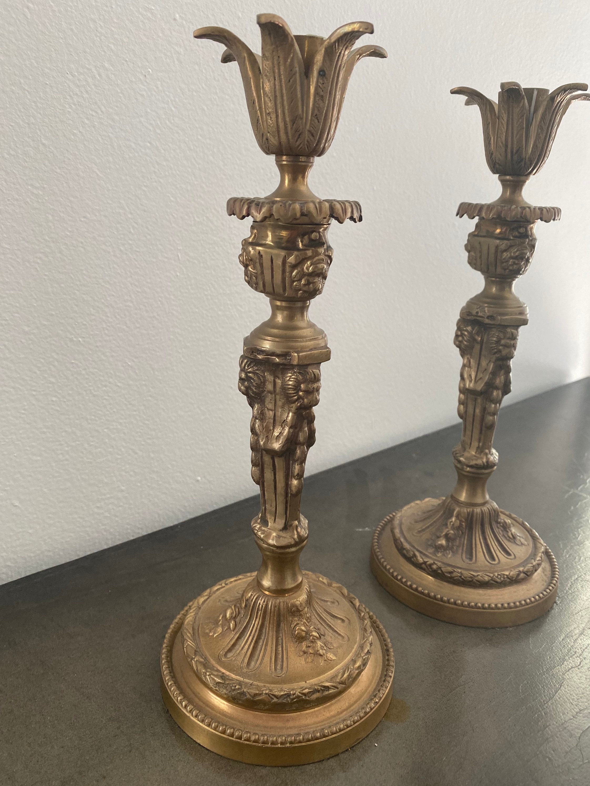 Vintage Heavy Brass Candlesticks - Etsy