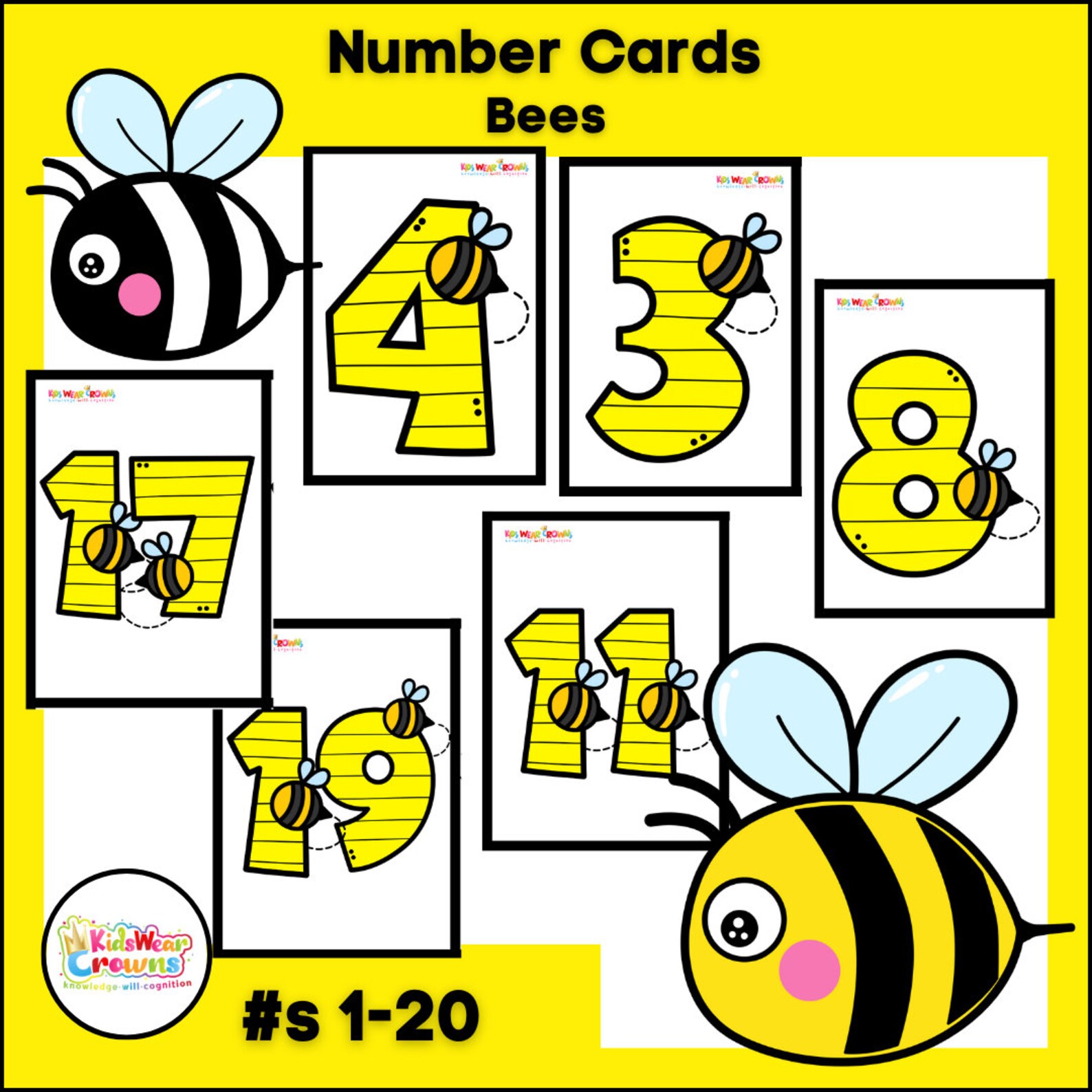 Bee Number Flash Cards - Etsy